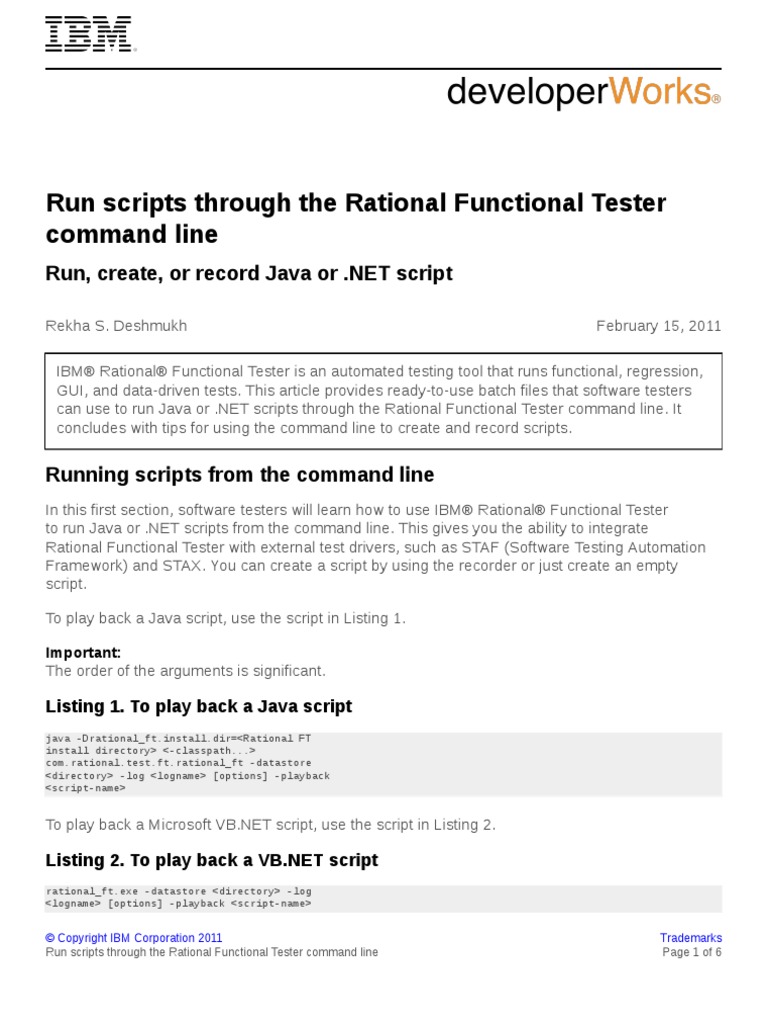 Run Scripts Through The Rational Functional Tester Command Line Pdf Download Free Pdf