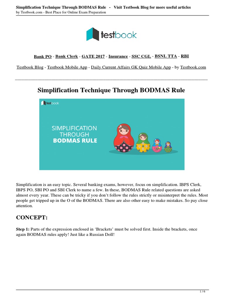 Bodmas PDF | PDF | Multiplication | Mathematical Analysis