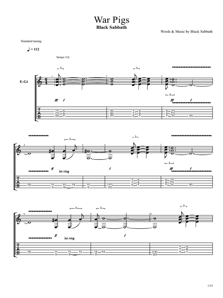 Black Sabbath - War Pigs (Guitar Pro) | PDF | Rock Music | Leisure
