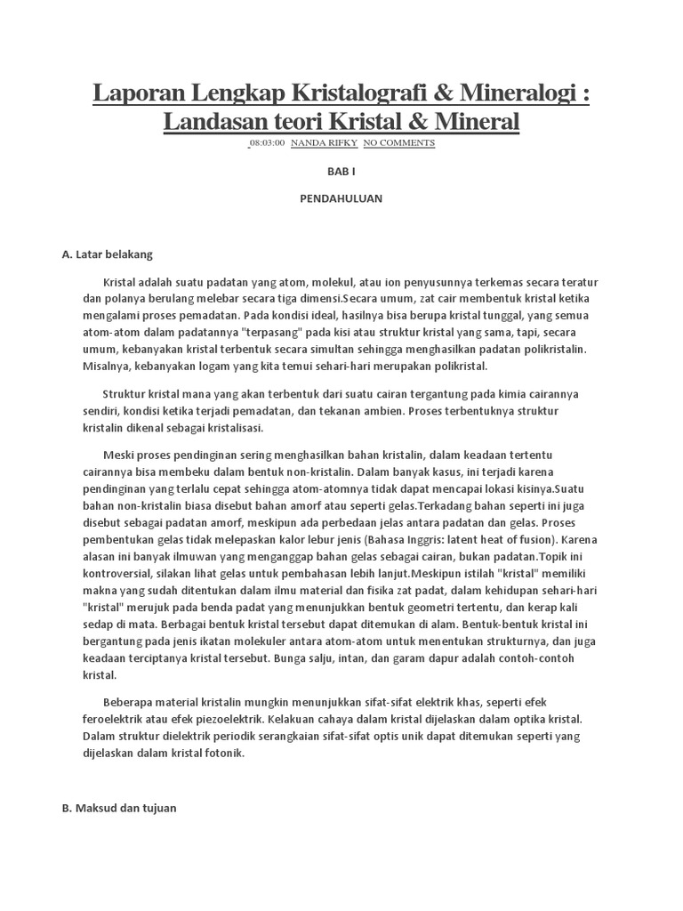 Sistem Kristalografi dan Mineralogi | PDF