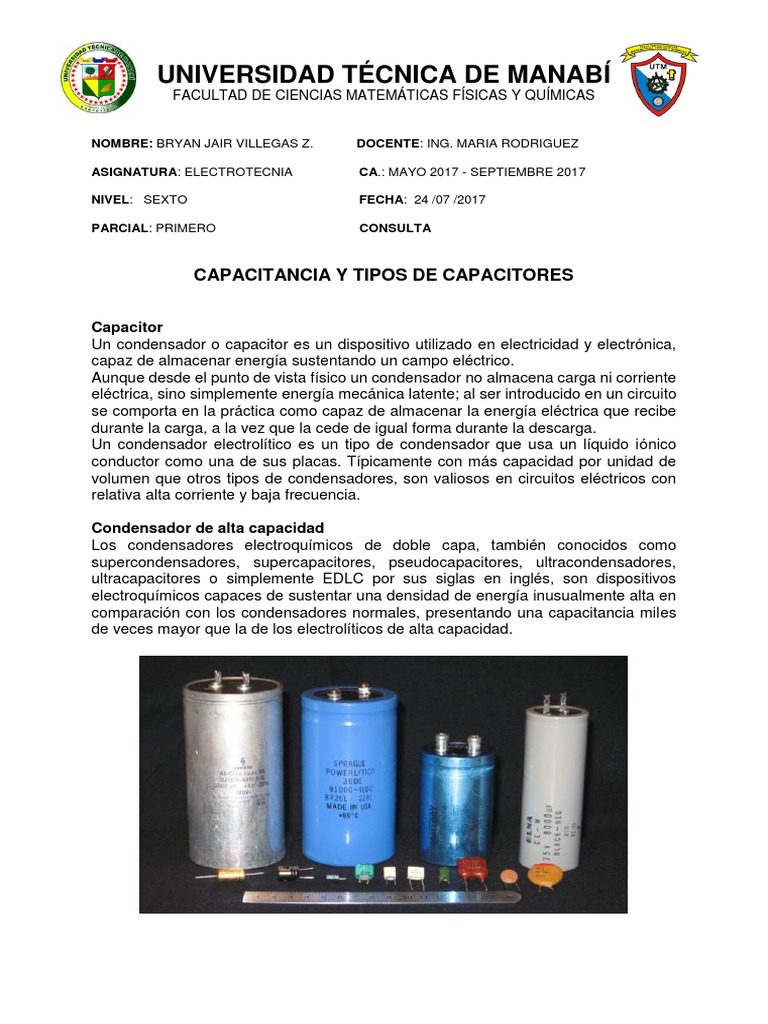 Capacitores | PDF | Condensador | Fuerza