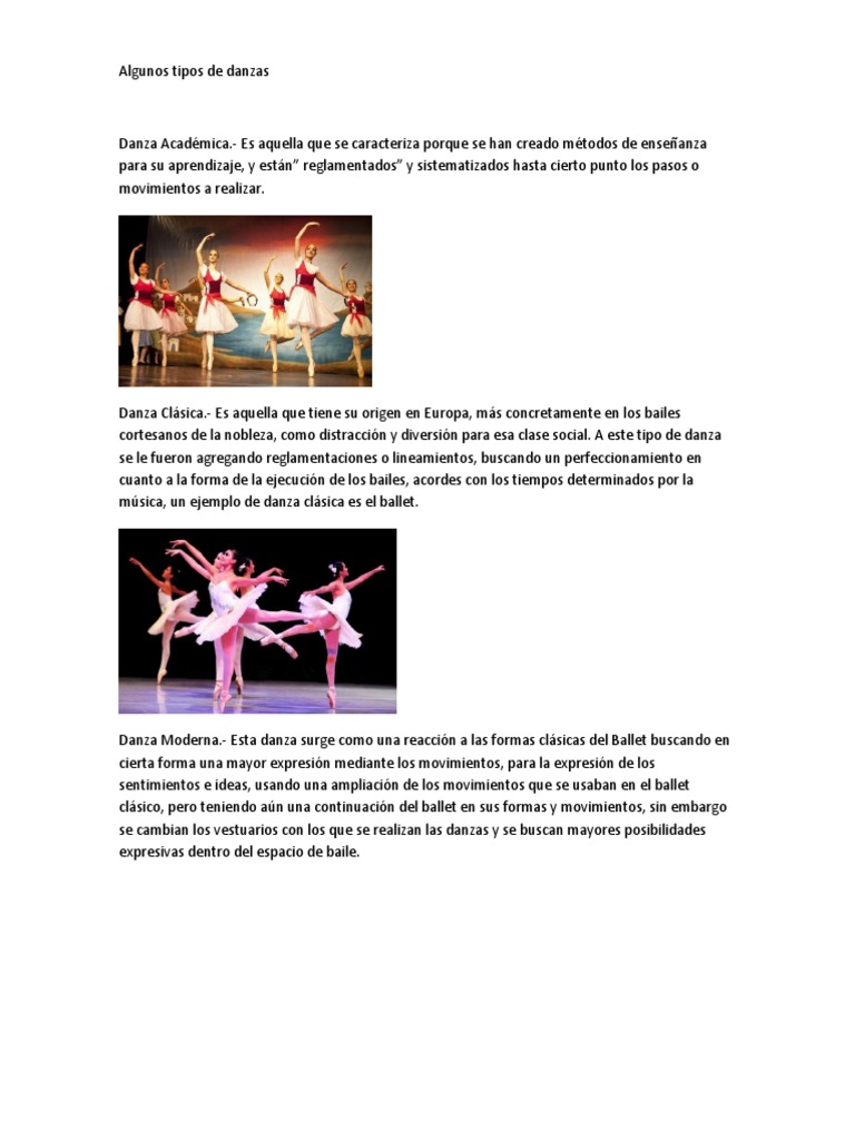 Algunos Tipos de Danzas | PDF | Ballet | Bailes