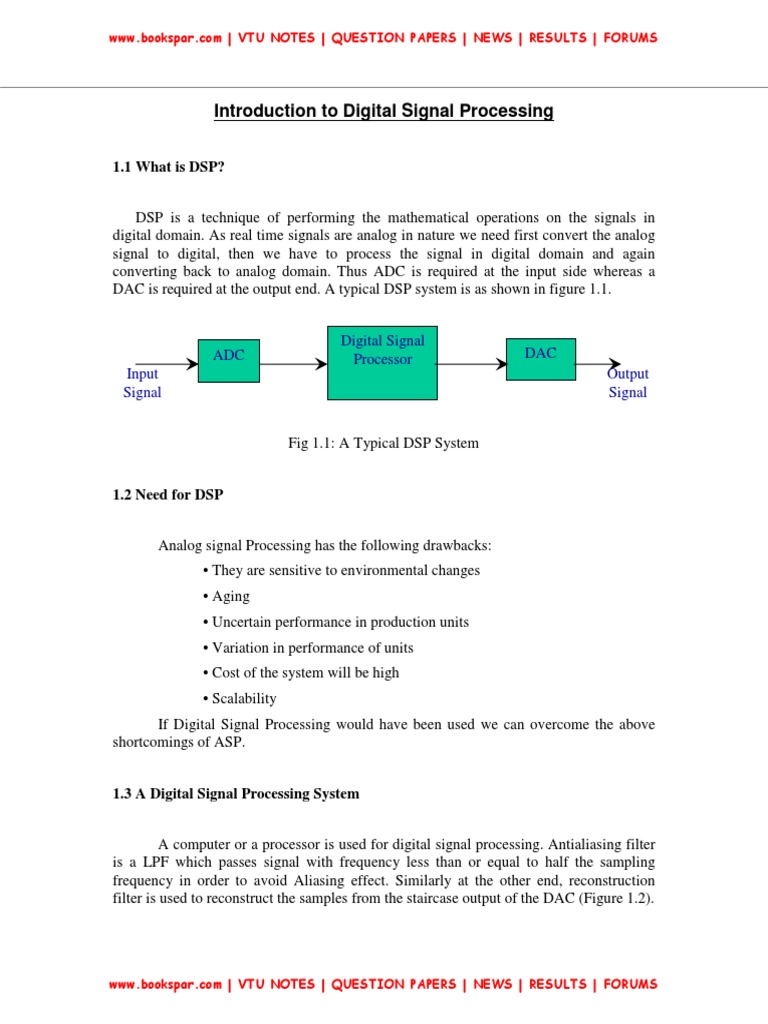 Unit 1 Introduction To Digital Signal Processing | PDF | Digital Signal ...