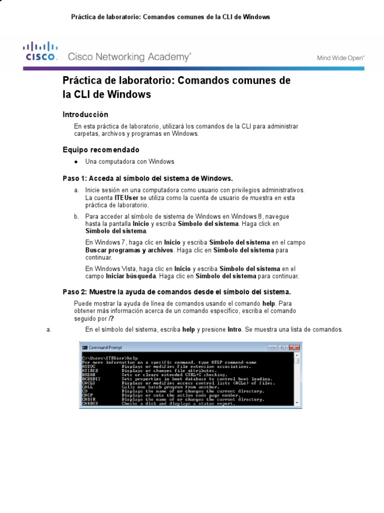 6.1.5.4 Lab - Common Windows CLI Commands | PDF | Archivo de computadora | Directorio (Computación)