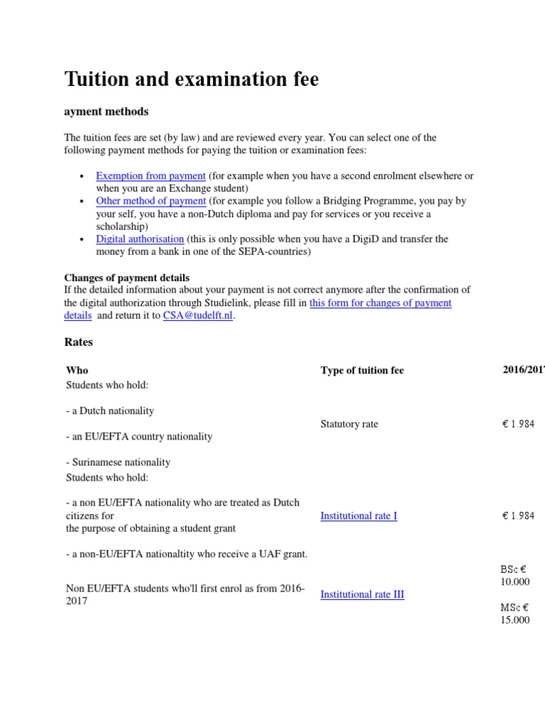 Tuition and Examination Fee PDF | PDF | Tuition Payments | Fee