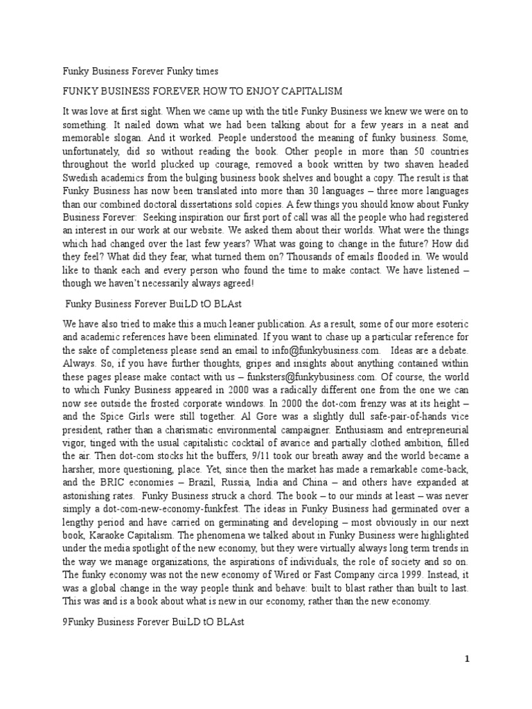 Funky Business Forever: A New Perspective | PDF | Capitalism | Bric