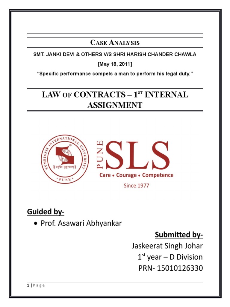 Contracts Case Analysis | PDF | Specific Performance | Common Law