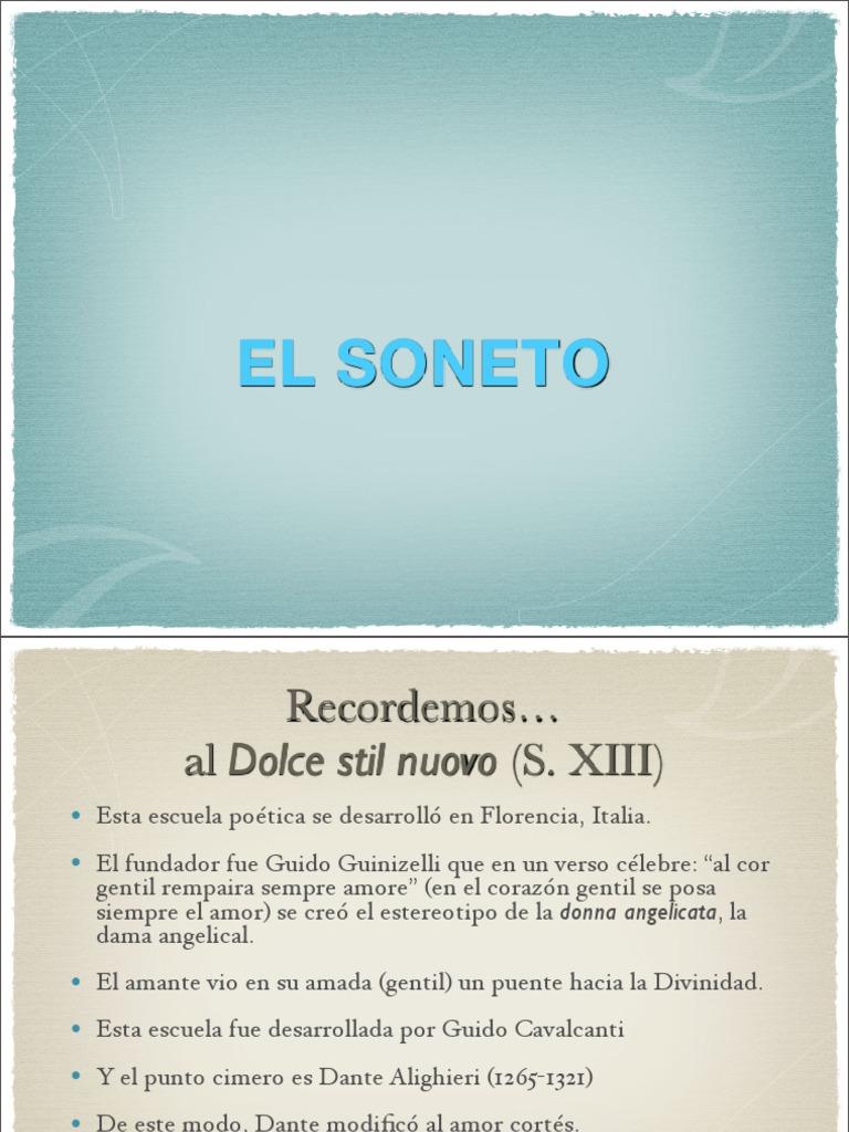 El Soneto | PDF | Dante Alighieri | Forma Stanzaica