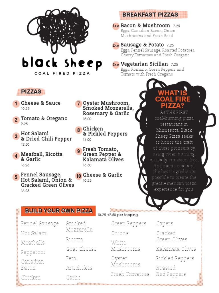 Black Sheep Menu | PDF | Pizza | Sausage