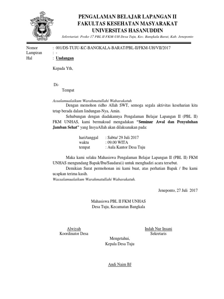 Undangan Seminar Awal Dan Akhir | PDF
