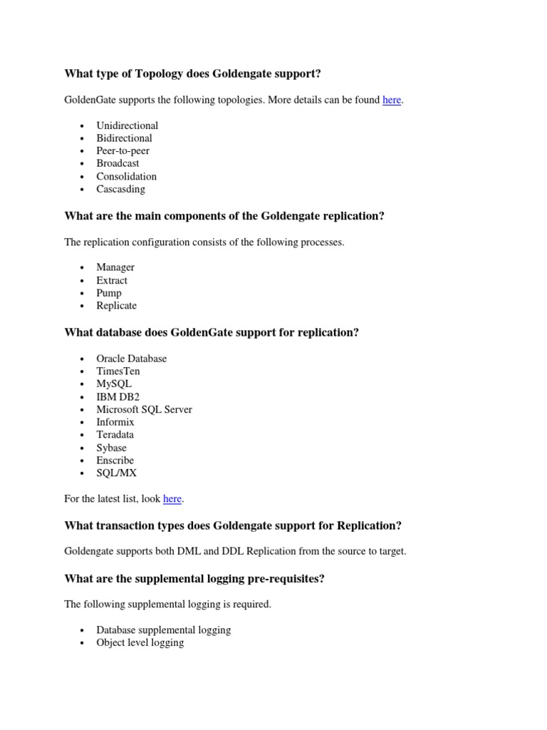 Oracle Dba Golden Gate Exadata Pdf Oracle Database Replication Computing