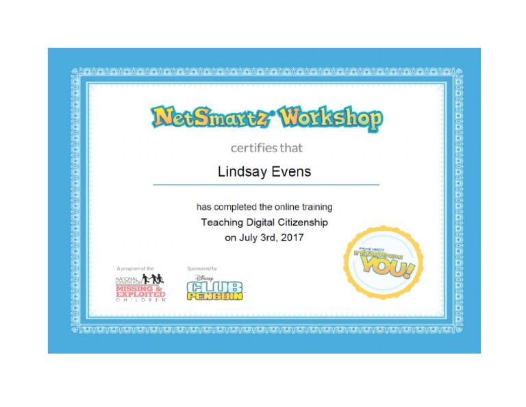 Netsmartz Certificate | PDF