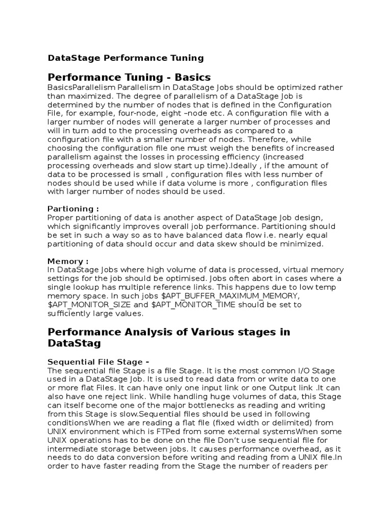 Datastage Performance Guide Pdf Pdf Data Type Computer Programming
