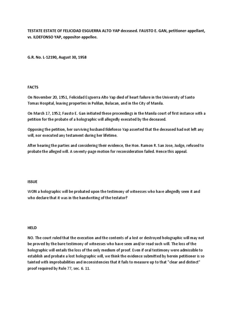 GAN Vs YAP | PDF | Law