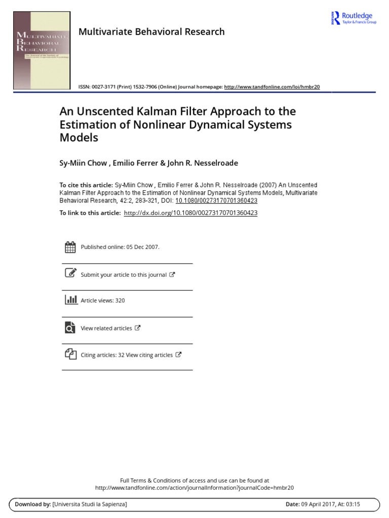 An Unscented Kalman Filter Approach To The Estimation of Nonlinear ...