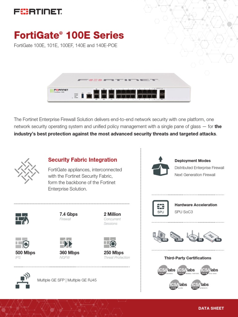 FortiGate 100E Series PDF | PDF | Firewall (Computing) | Computer Network