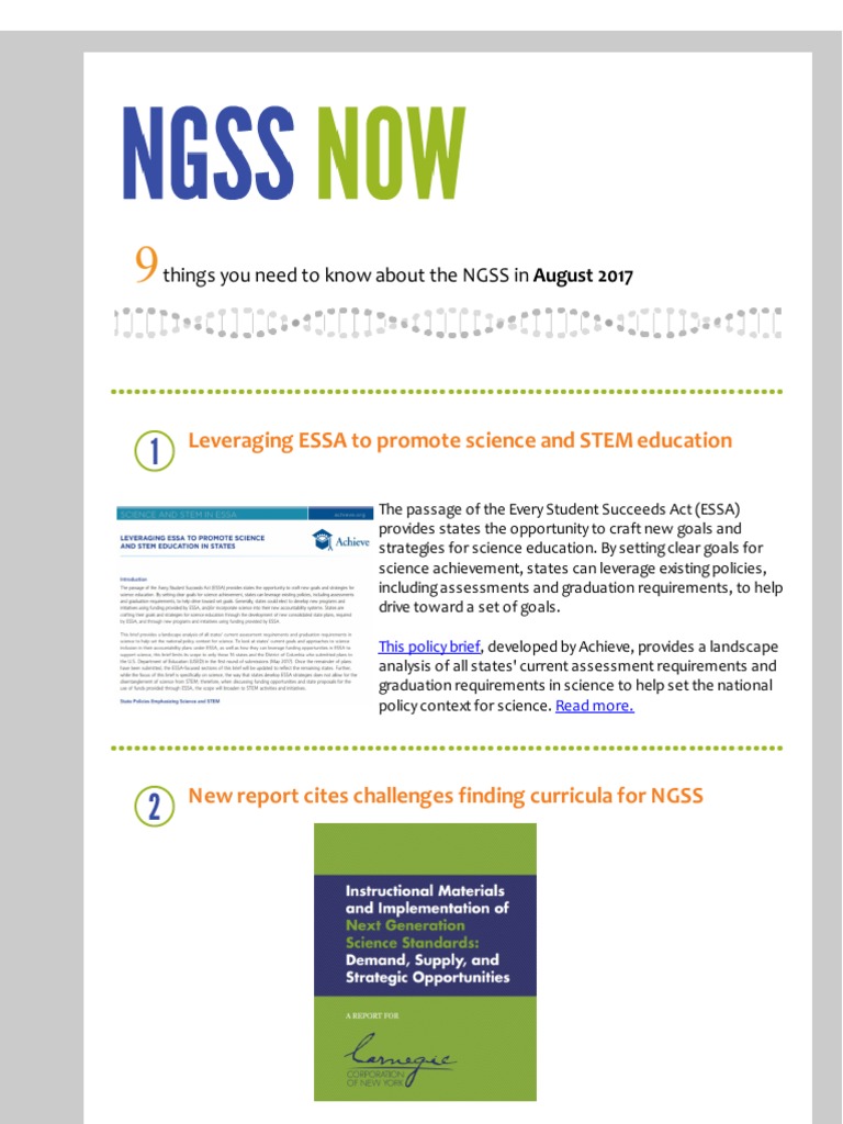 August 2017 NGSS NOW | PDF | Curriculum | Educational Assessment