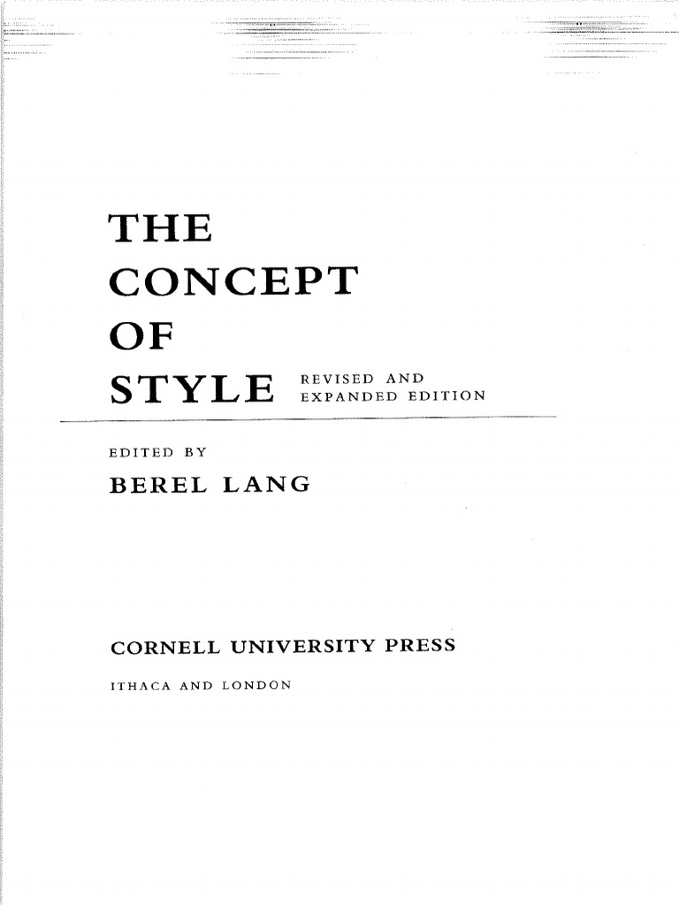 LANG, Berel - The Concept of Style PDF | PDF