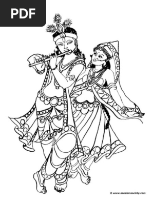 Krishna Radha Colouring Pages