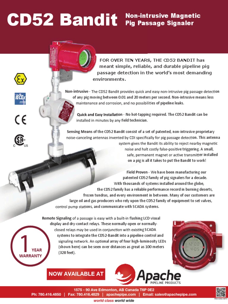 Cd52 Bandit Product Sheet 2 | PDF | Pipeline Transport | Scada