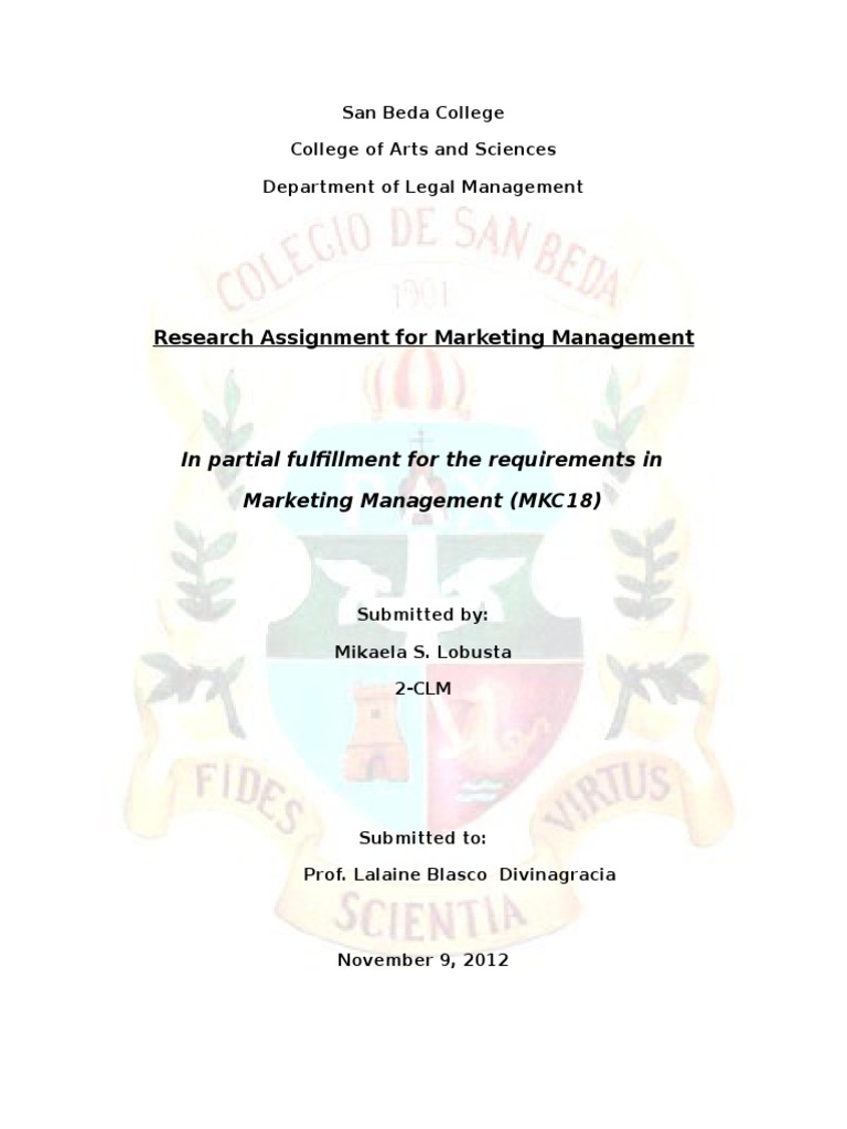Research Assignment For Marketing Management | PDF | Computers