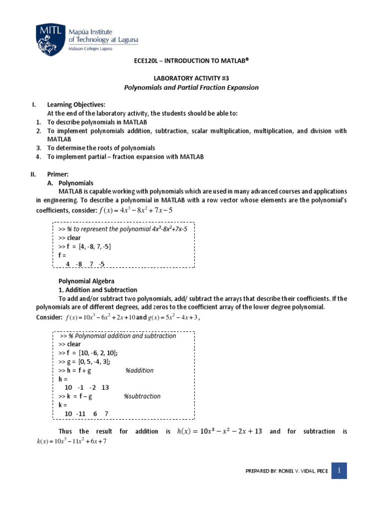 Activity #3 | PDF | Polynomial | Fraction (Mathematics)
