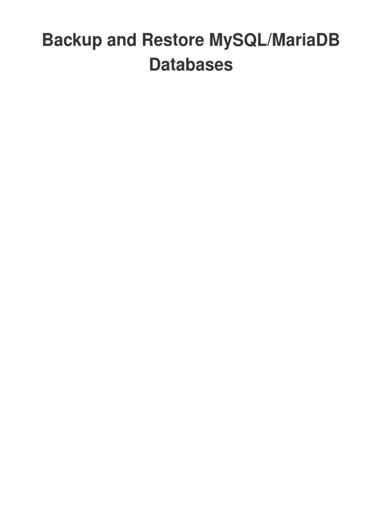Backup Restore Mysql | PDF | My Sql | Word Press Backup Restore Mysql | PDF | My Sql | Word Press