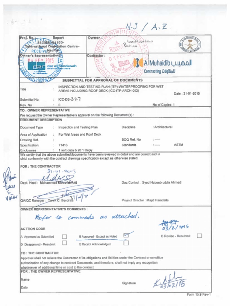 Inspection Test Plan (ITP) - Waterproofing For Wet Areas Including Roof ...