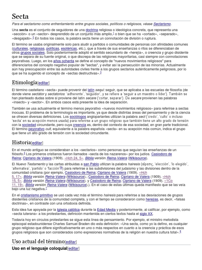 Secta | PDF | Secta | Religión y creencia