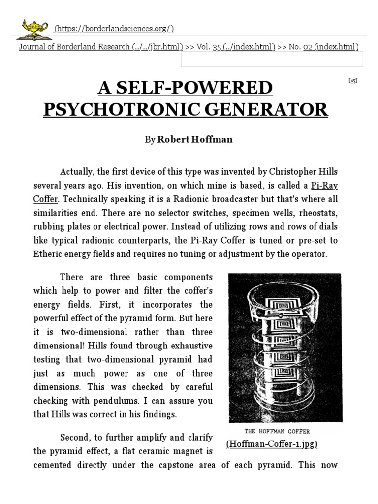 Self-Powered Psychotronic Generator | PDF | Electric Generator | Vacuum ...