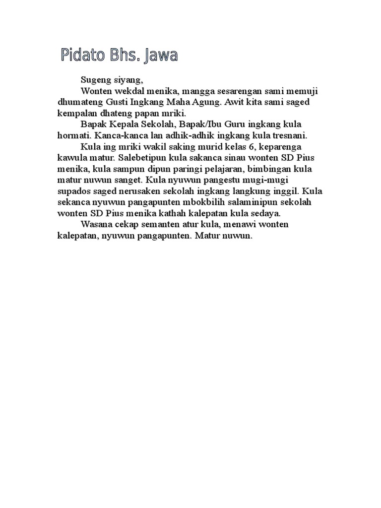 Pidato Bhs - Jawa | PDF