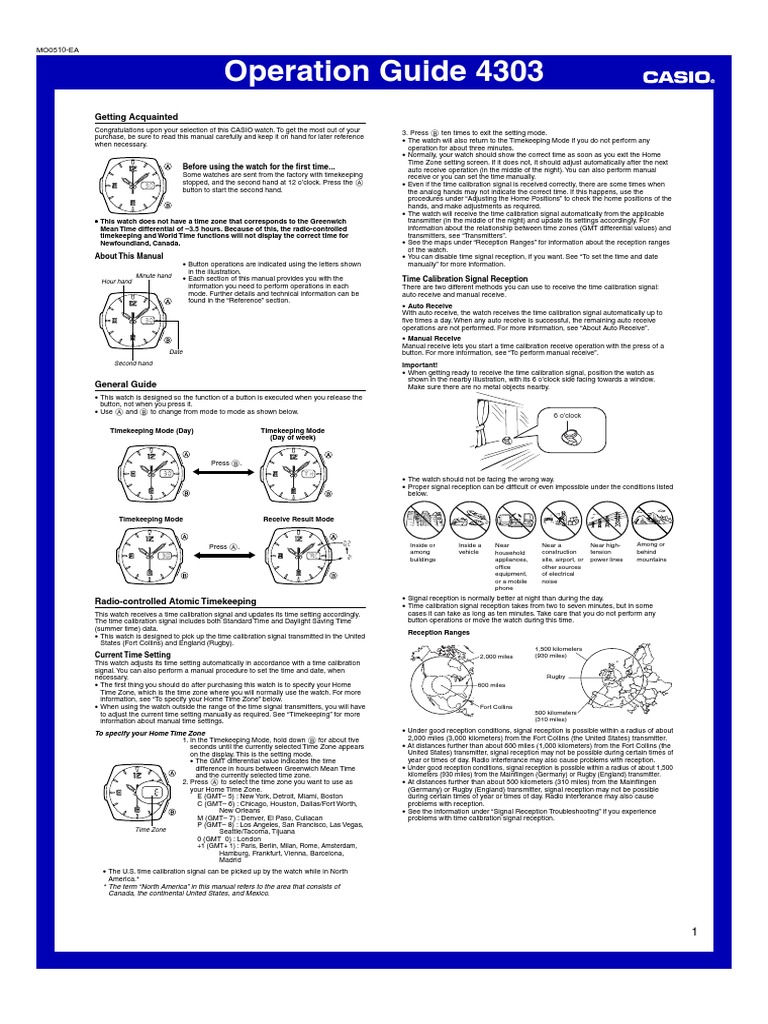Casio WaveCeptor qw4303 PDF | PDF | Watch | Clock