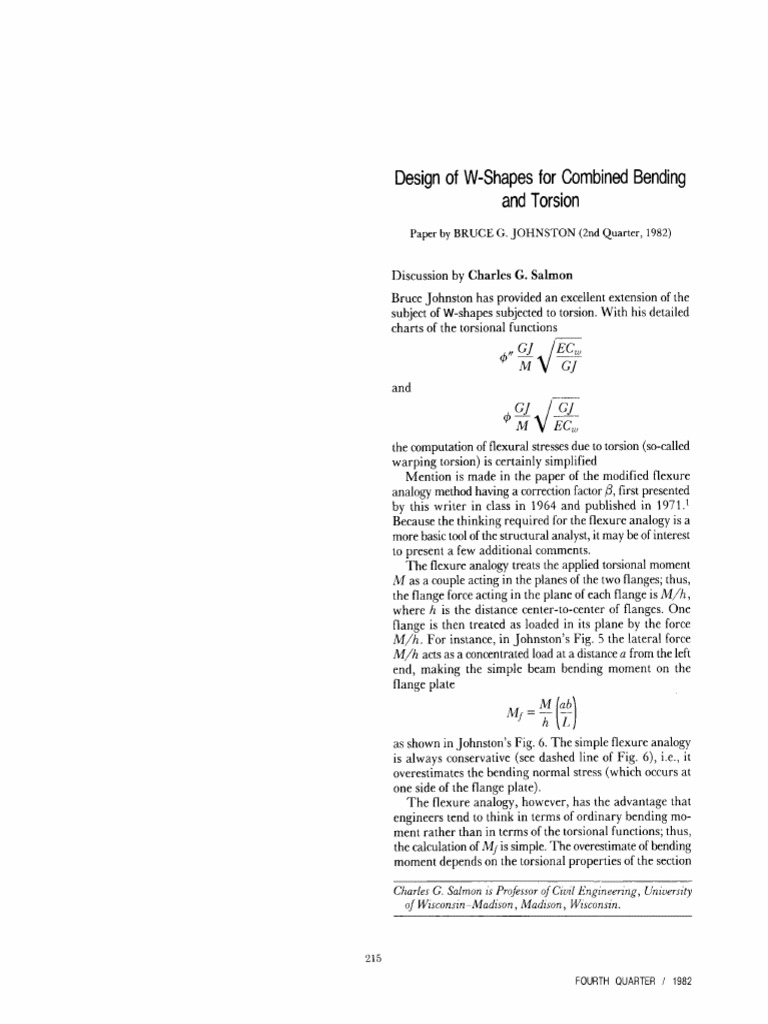 Discussion - Design of W-Shapes For Combined Bending and Torsion ...