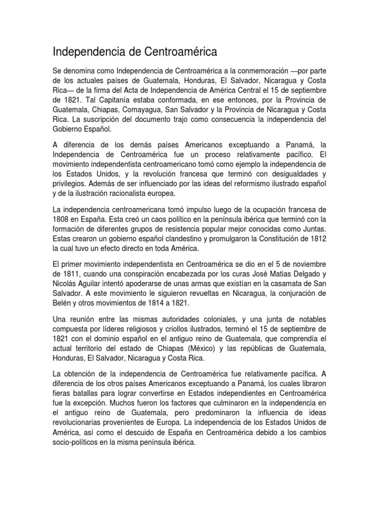Independencia de Centroamérica | PDF | Formas de gobierno | Agitación