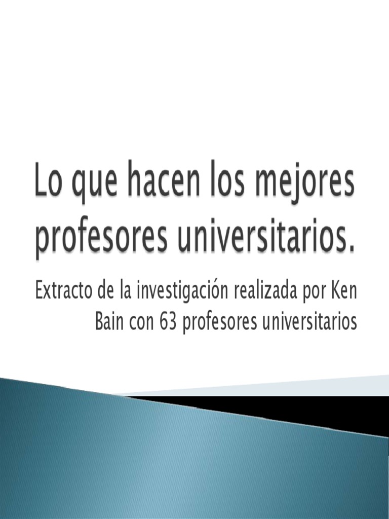 Los Mejores Profesores-Ken Bain | PDF | Maestros | Aprendizaje