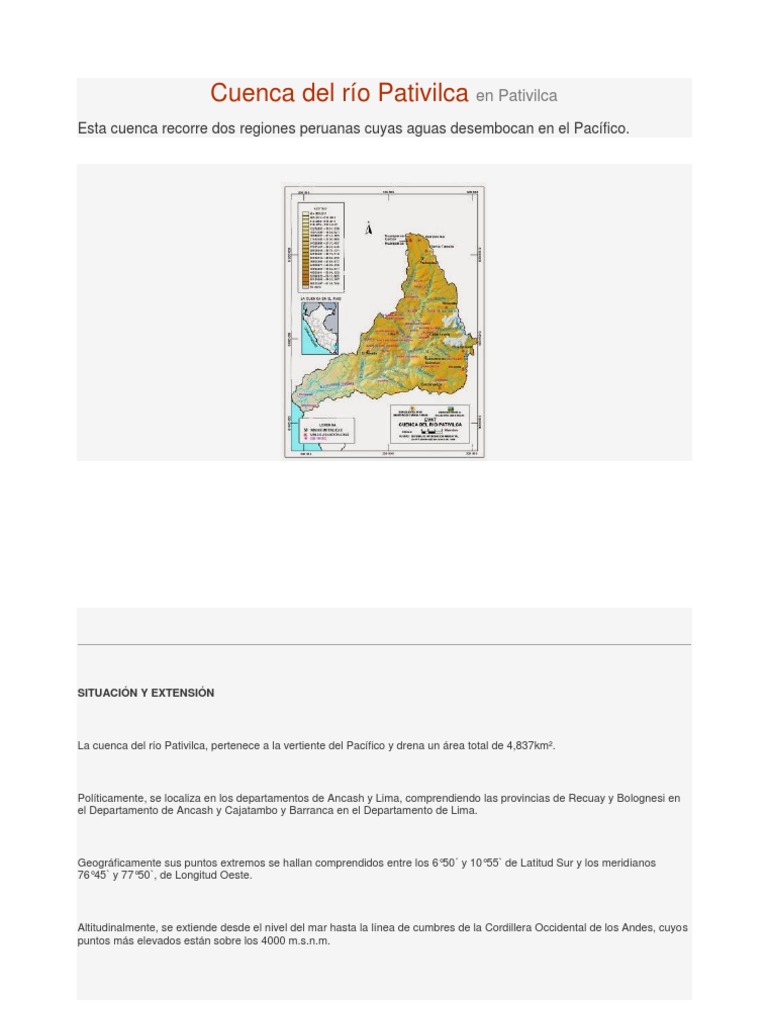 Cuenca Del Río Pativilca PDF | PDF | Cuenca de drenaje | Río