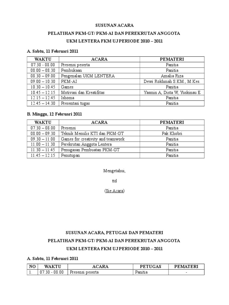Susunan Acara 1 | PDF