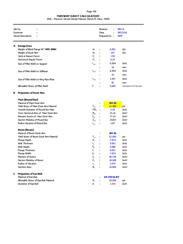 Davit Arm Calculation | PDF | Bending | Strength Of Materials