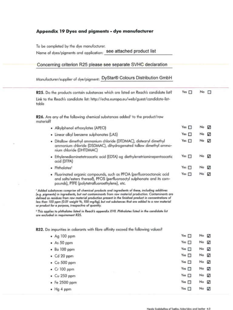 Appendix-19 - DyStar Imperon Products | PDF