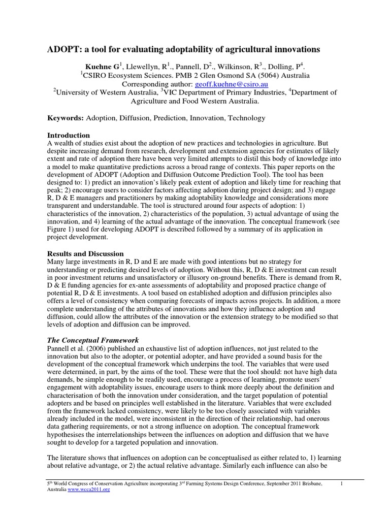 ADOPT: A Tool For Evaluating Adoptability of Agricultural Innovations ...