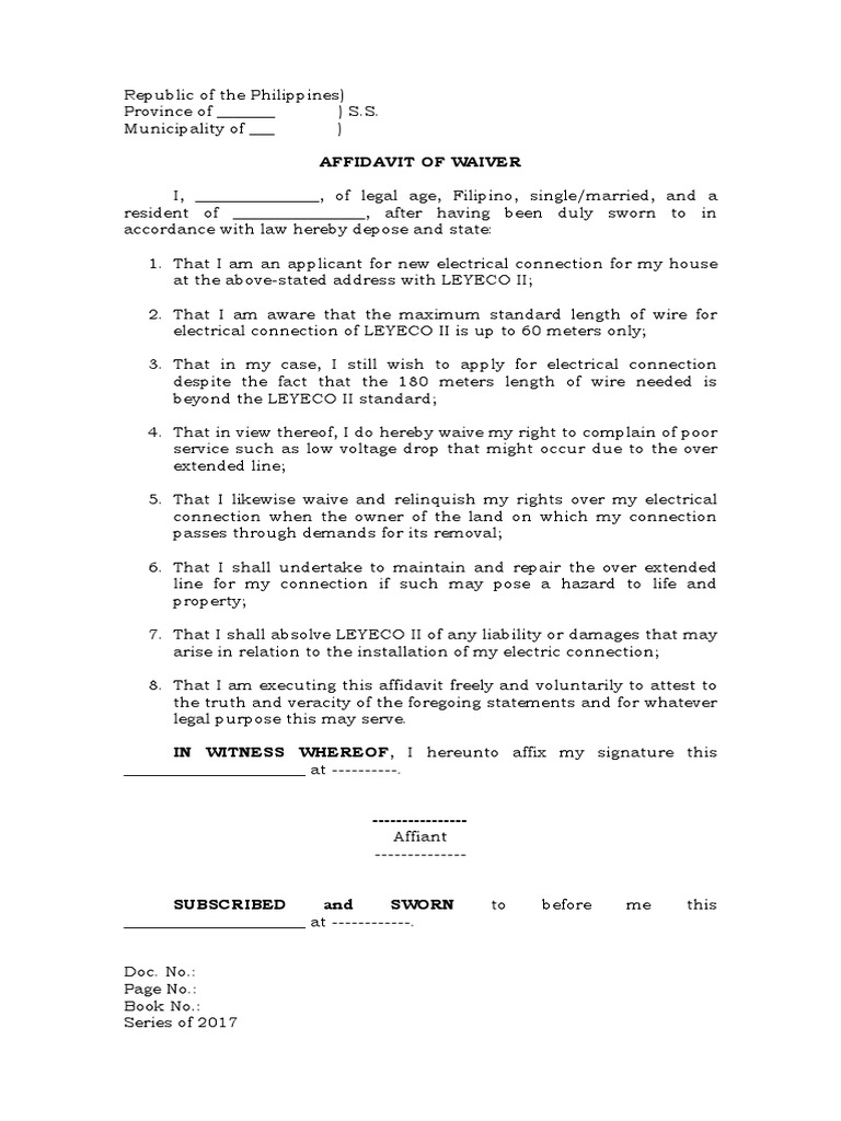Affidavits - Waiver (Leyeco) | PDF | Law
