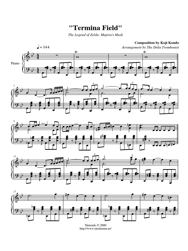 The Legend of Zelda Majora's Mask - Termina Field Piano Sheet | PDF ...