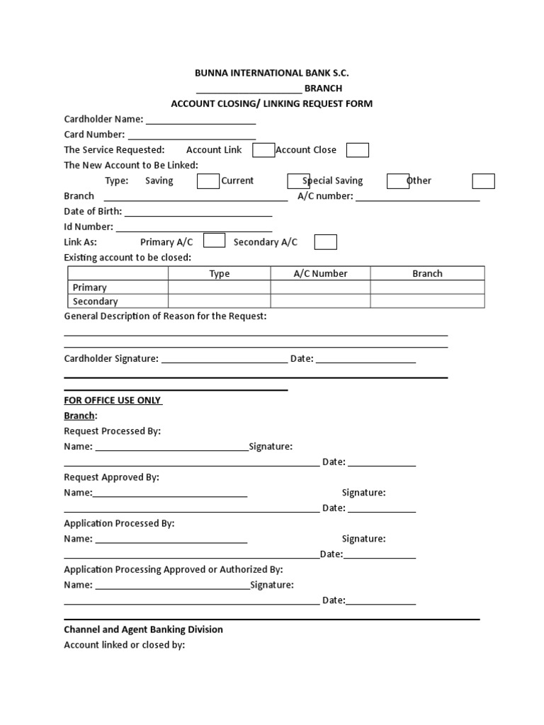 Account Closing/Linking Request Form | PDF | Career & Growth | Law