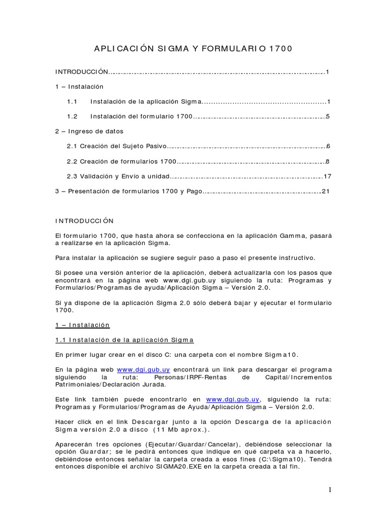 Manual Sigma para Formulario 1700 DGI | PDF | Archivo de computadora | Microsoft Windows