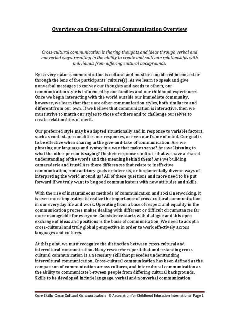 Cross Cultural Communication | Download Free PDF | Cross Cultural ...