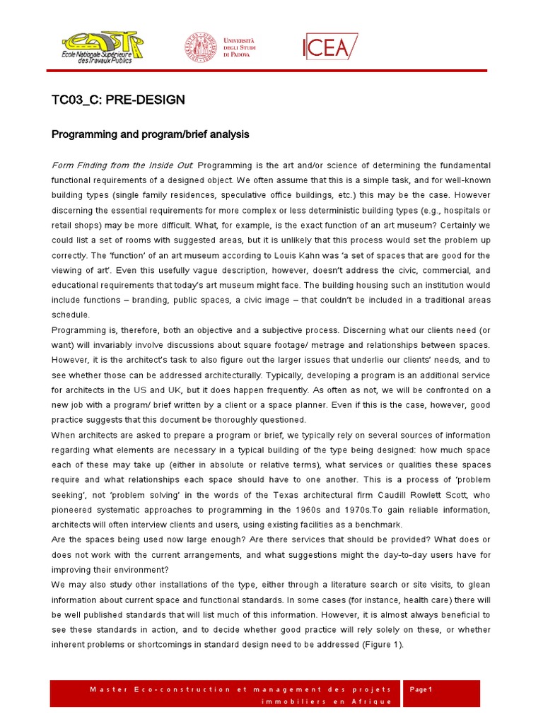 Tc03 - C: Pre-Design: Programming and Program/brief Analysis | PDF ...