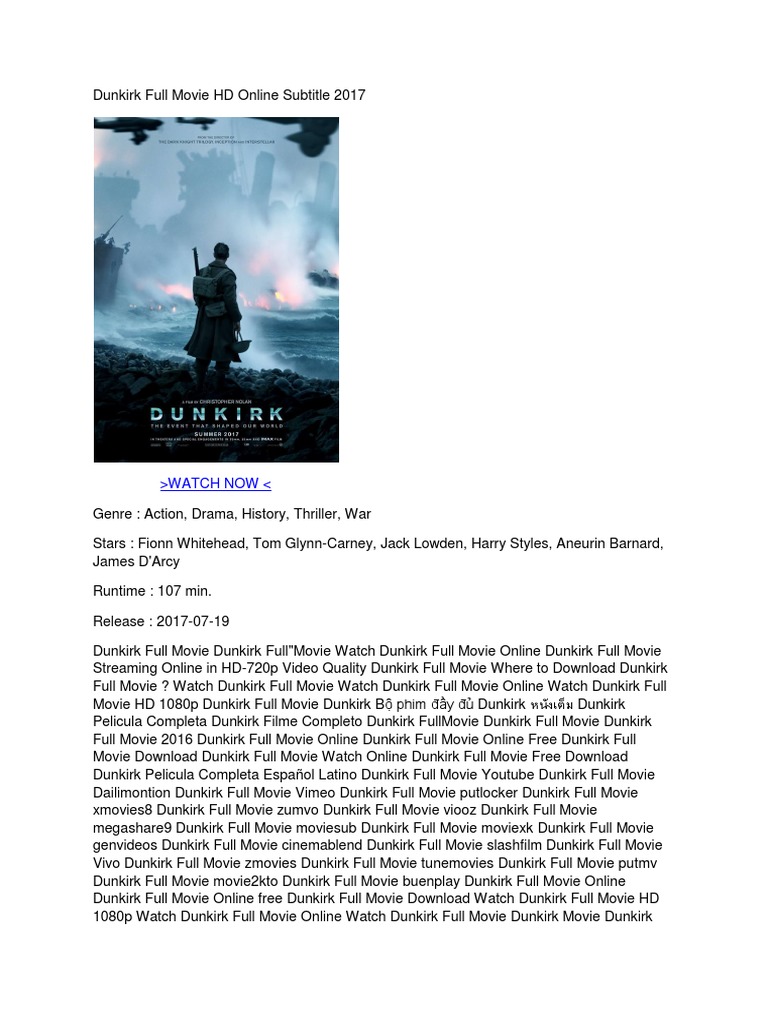 Dunkirk Full Movie HD Online Subtitle 2017 | PDF