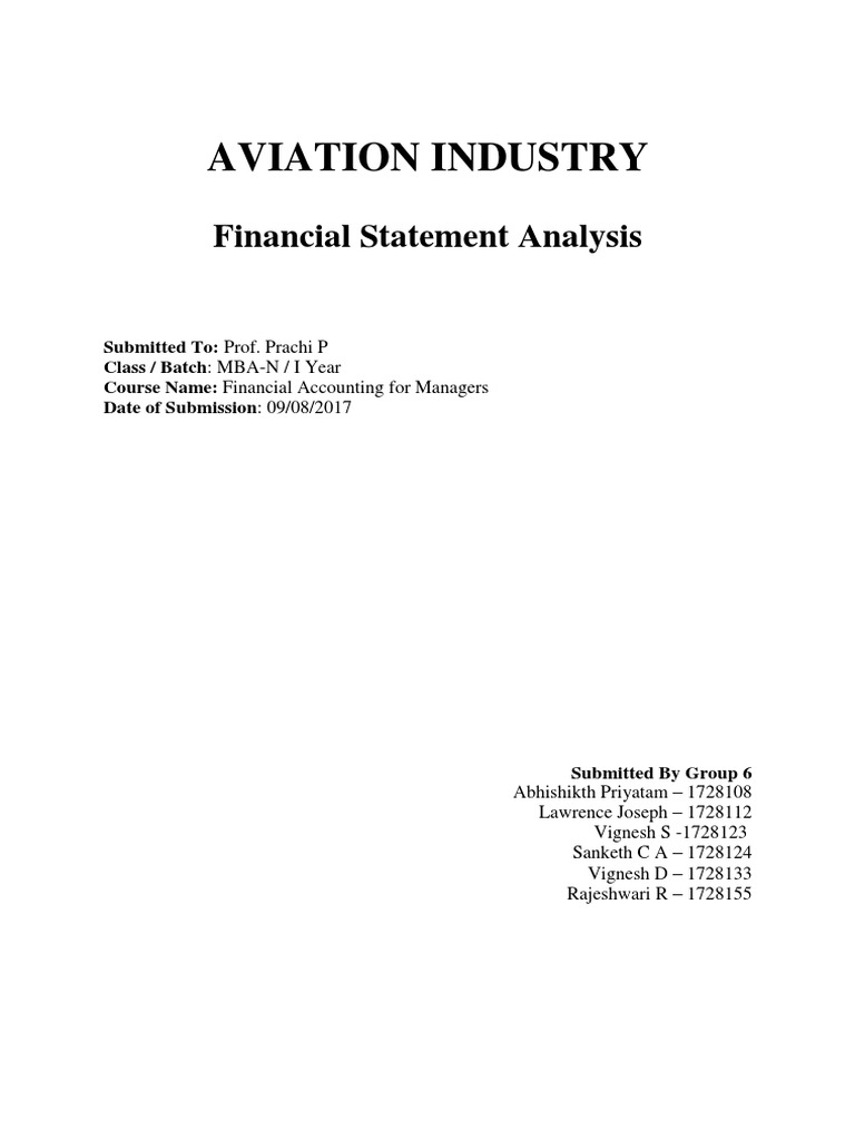 Aviation Industry: Financial Statement Analysis | PDF | Depreciation ...