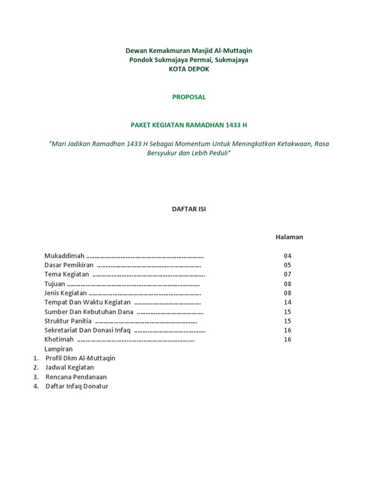 Contoh Proposal Paket Ramadhan | PDF