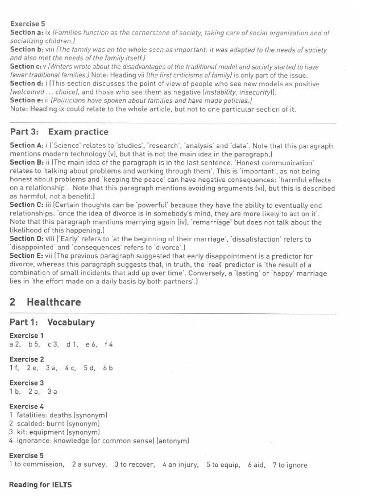 Reading For IELTS Unit 2 ANSWERS PDF | PDF